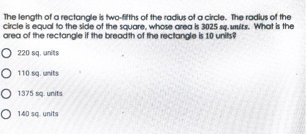 Solved The length of a rectangle is two-fifths of the radius | Chegg.com