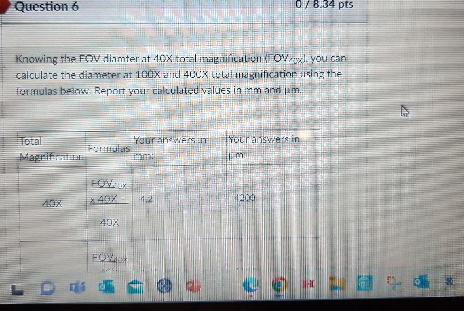 Solved Question 6Knowing the FOV diamter at 40x ﻿total | Chegg.com