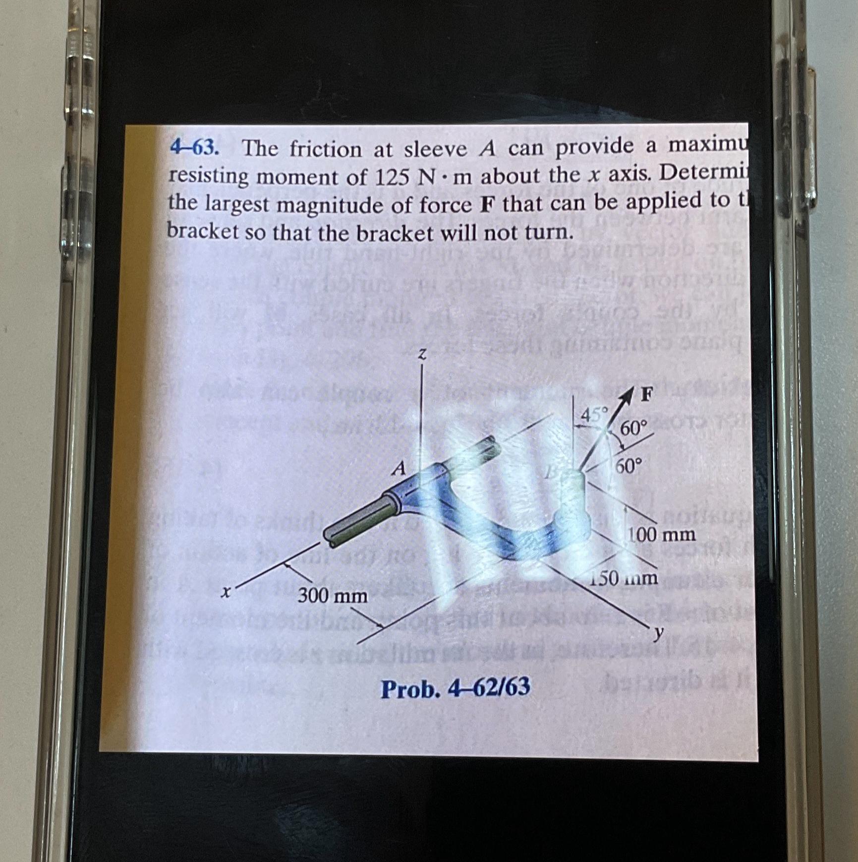 Solved 4-63. ﻿The friction at sleeve A can provide a maximu | Chegg.com