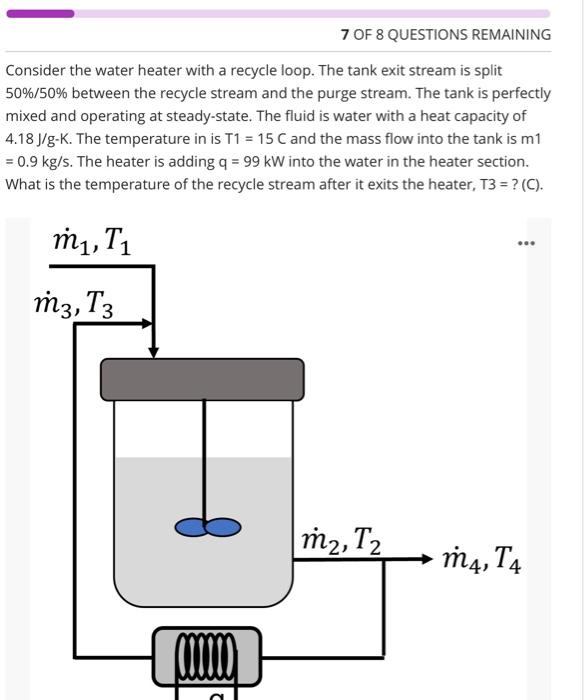 Solved Consider the water heater with a recycle loop. The | Chegg.com
