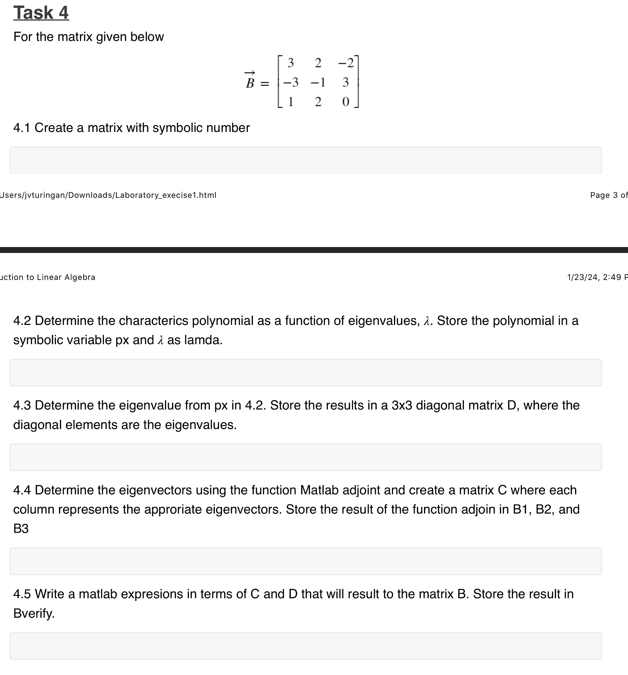 Solved PLEASE SOLVE THE FOLLOWING TASK IN MATLAB. ANSWER | Chegg.com