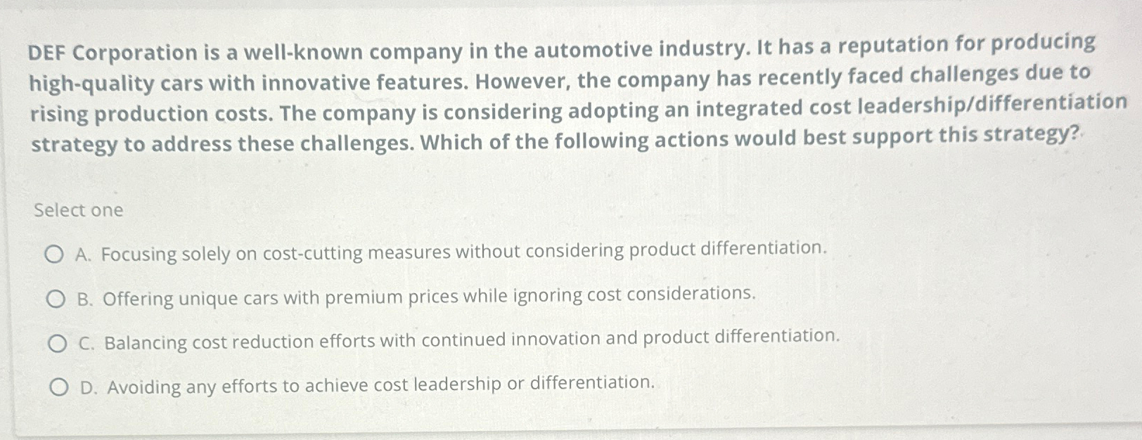 Solved DEF Corporation is a well-known company in the | Chegg.com