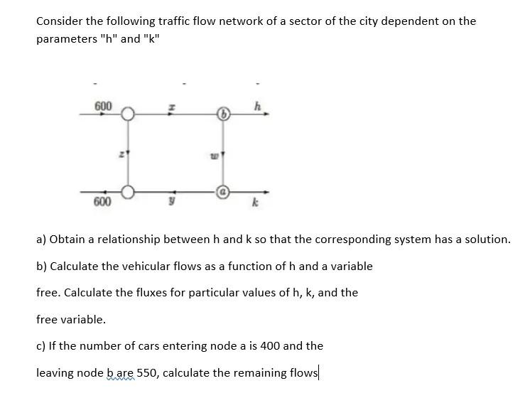 Solved Consider the following traffic flow network of a | Chegg.com
