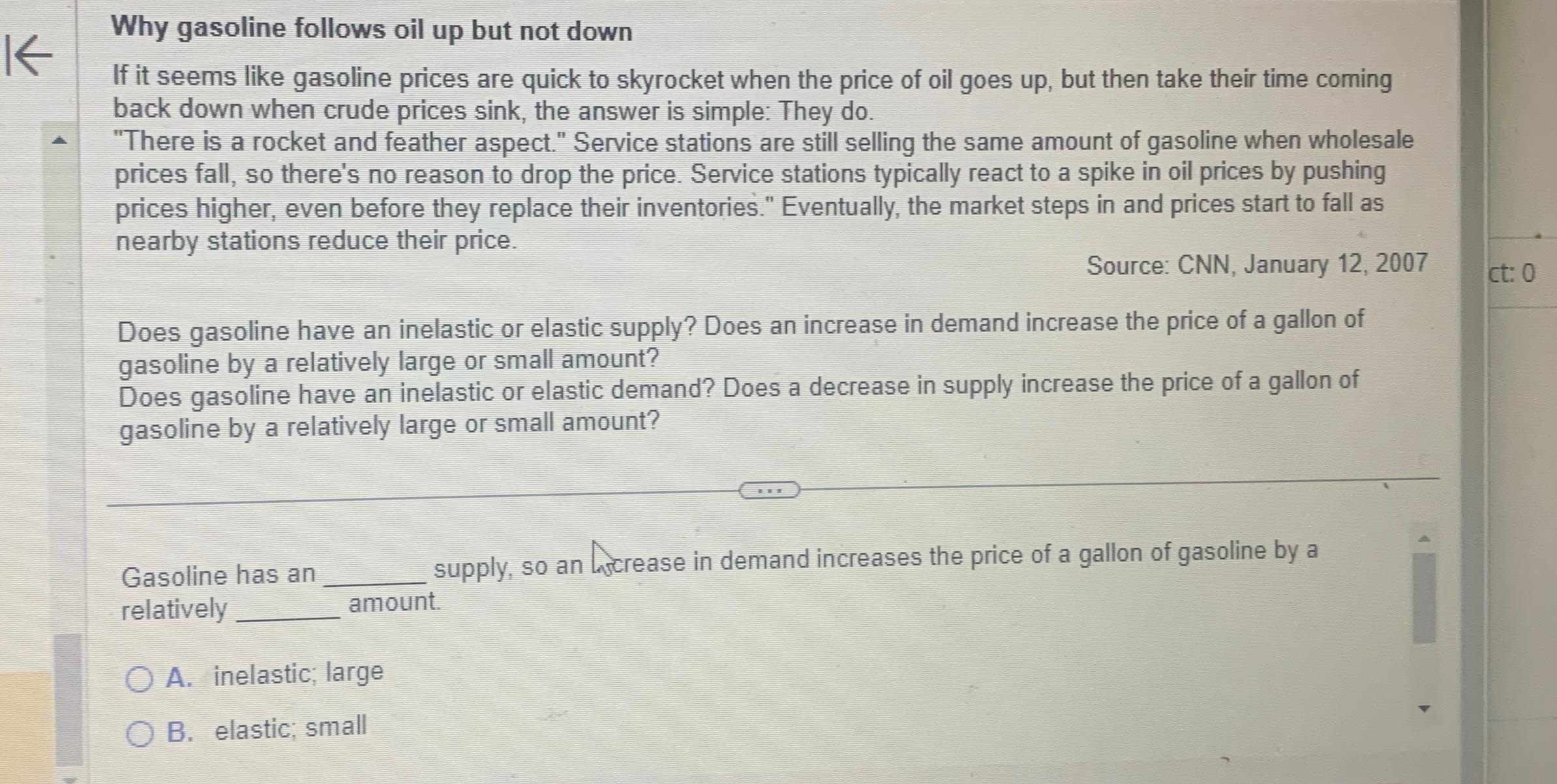 Solved Why gasoline follows oil up but not downIf it seems | Chegg.com