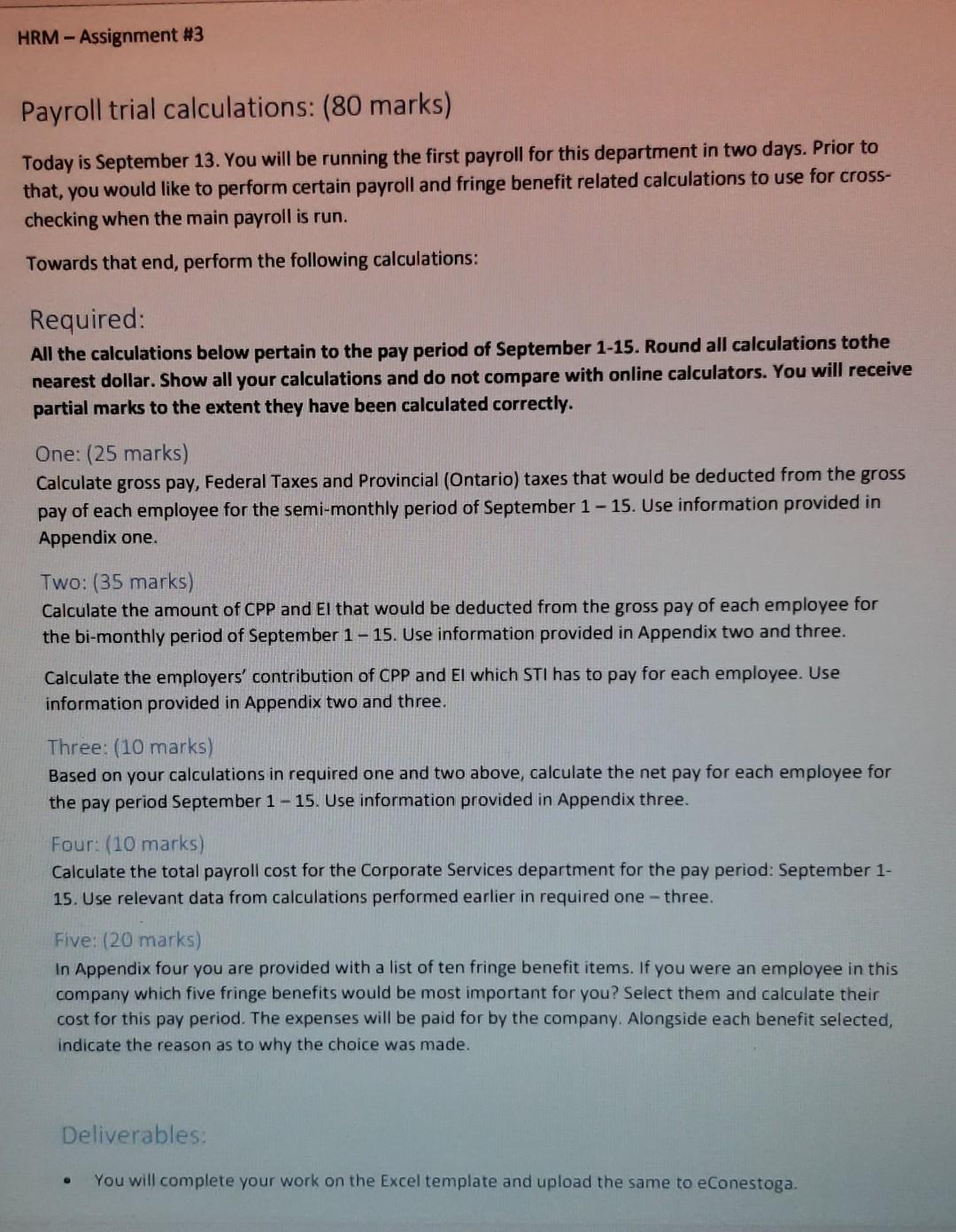 Solved Payroll trial calculations: ( 80 marks) Today is | Chegg.com