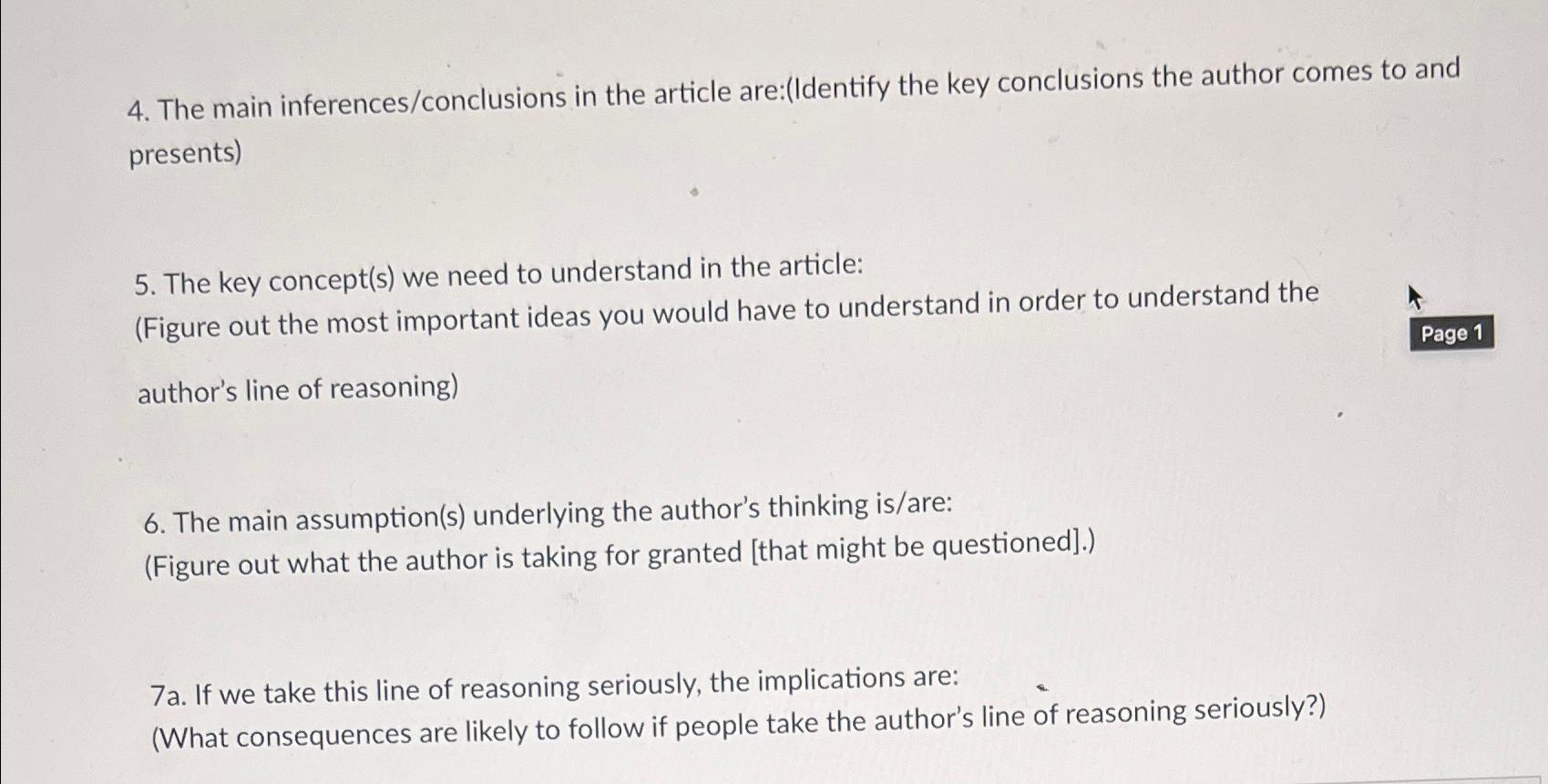 Solved The main inferences/conclusions in the article | Chegg.com
