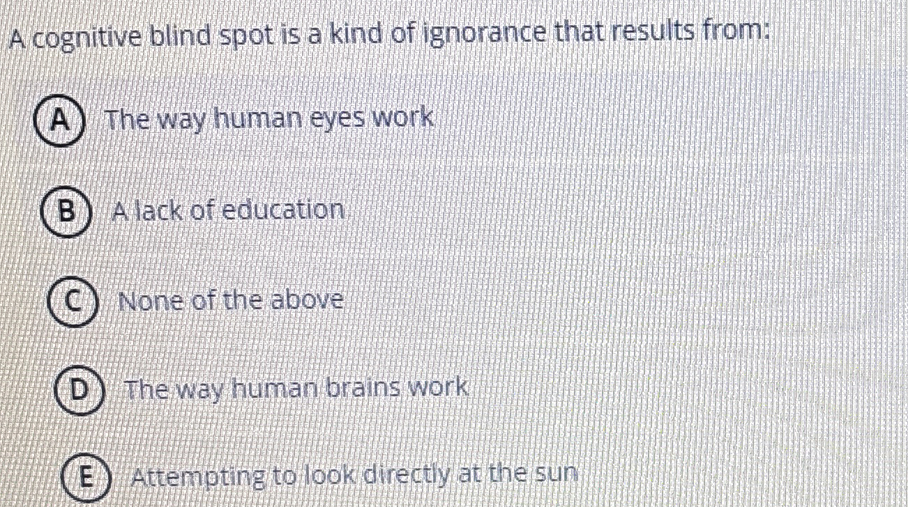 Solved A cognitive blind spot is a kind of ignorance that | Chegg.com