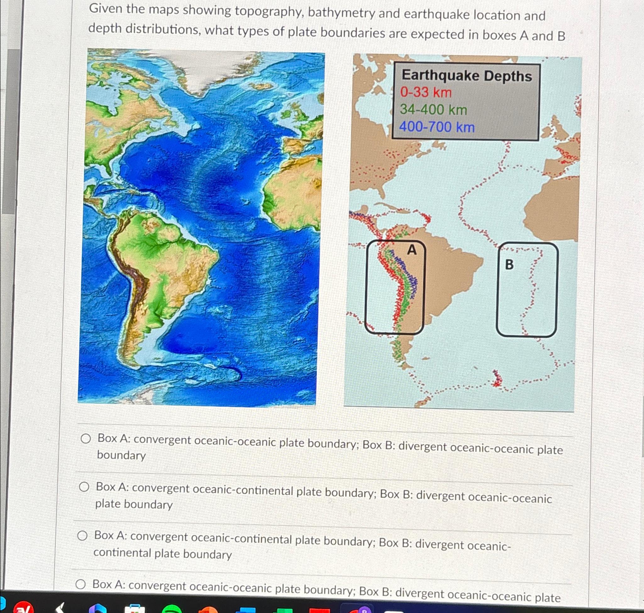Solved Given the maps showing topography, bathymetry and | Chegg.com
