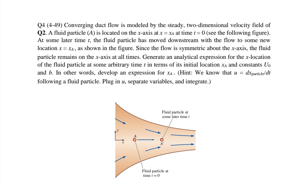 Solved Q4 (4-49) ﻿Converging duct flow is modeled by the | Chegg.com