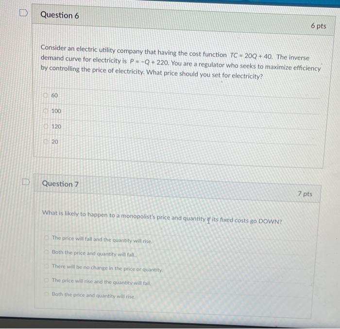 Solved Question 6 6 pts Consider an electric utility company | Chegg.com Solved Question 6 6 pts Consider an electric utility company | Chegg.com