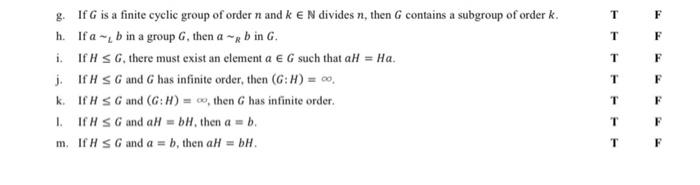 Solved g. If G is a finite cyclic group of order n and k∈N | Chegg.com