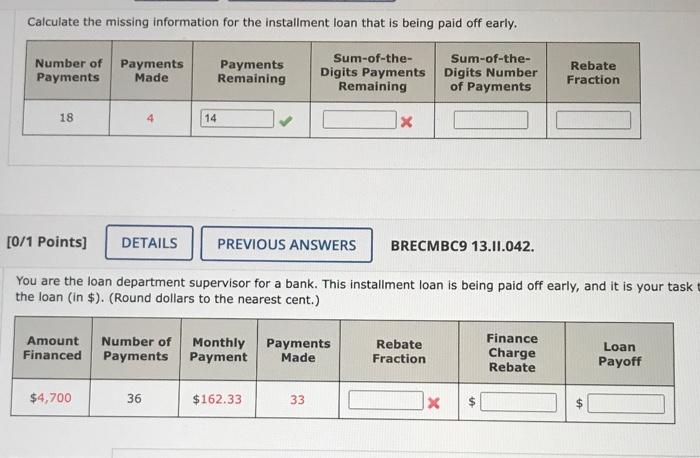 Solved Calculate the missing information for the installment | Chegg.com