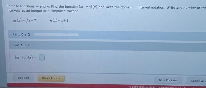 Solved Refer to functions \\( m \\) and \\( n \\). Find the | Chegg.com