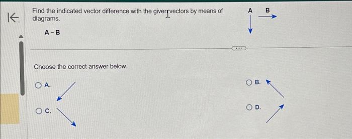 Solved K Find the indicated vector difference with the giver | Chegg.com
