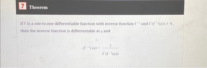 Solved (a) Show that f is one-to-one. (b) Use Theorem 7 to | Chegg.com