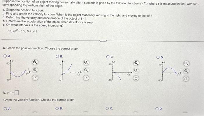 Solved Suppose the position of an object moving horizontally | Chegg.com