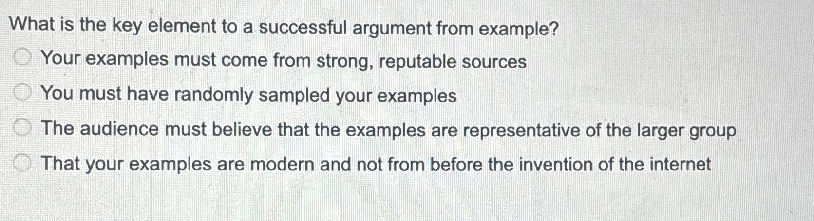 Solved What is the key element to a successful argument from | Chegg.com