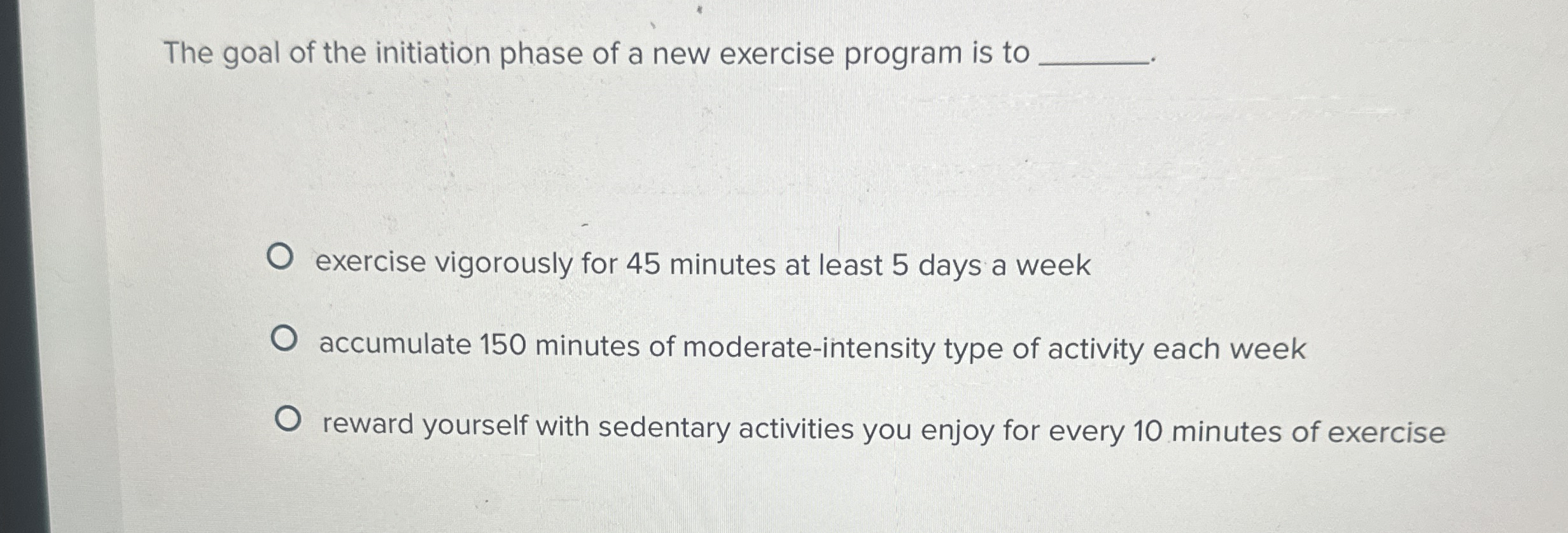 Solved The goal of the initiation phase of a new exercise | Chegg.com