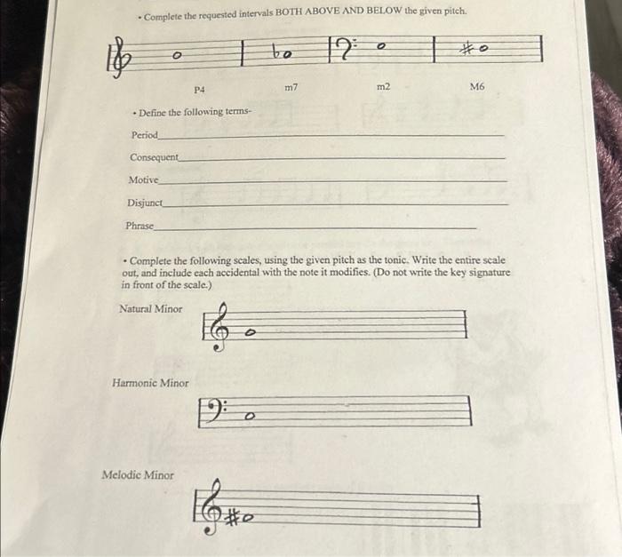 1.) Complete the requested intervals BOTH ABOVE AND | Chegg.com