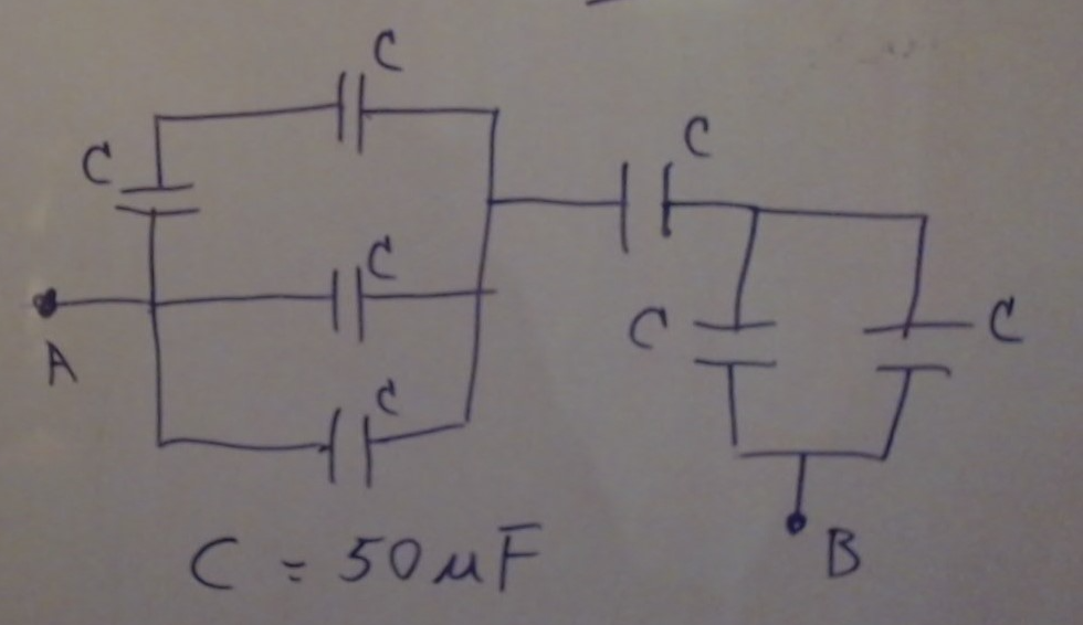 Solved Find the equivalent capacitance between points A and | Chegg.com
