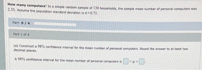 Solved How Many Computers In A Simple Random Sample Of 130 