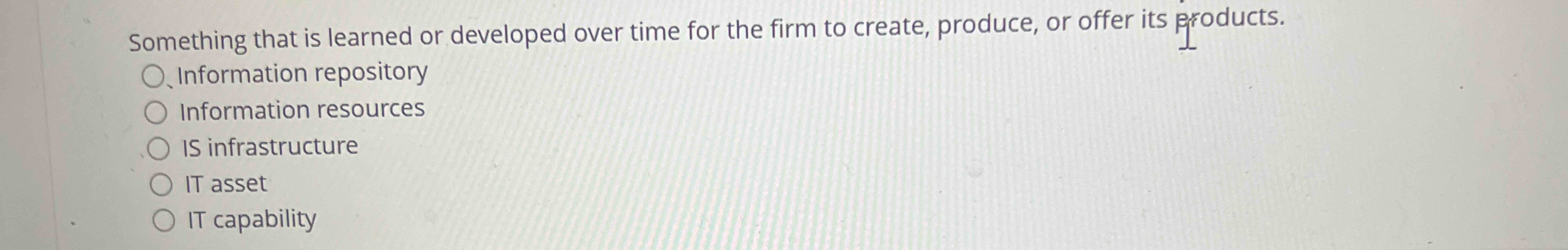 Solved Something that is learned or developed over time for | Chegg.com