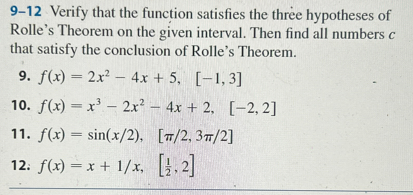 Solved 9-12. ﻿Verify that the function satisfies the three | Chegg.com