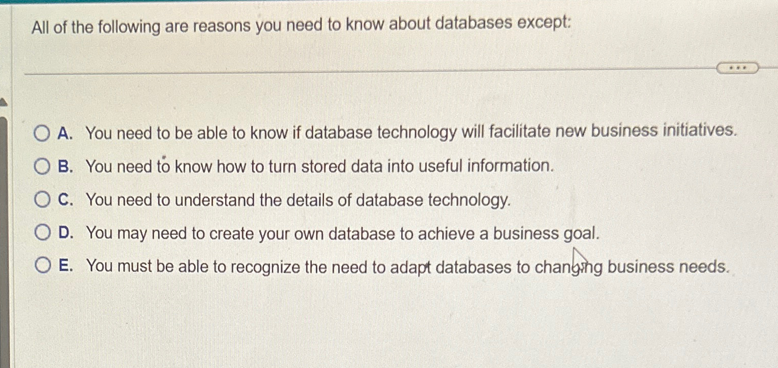 Solved All of the following are reasons you need to know | Chegg.com