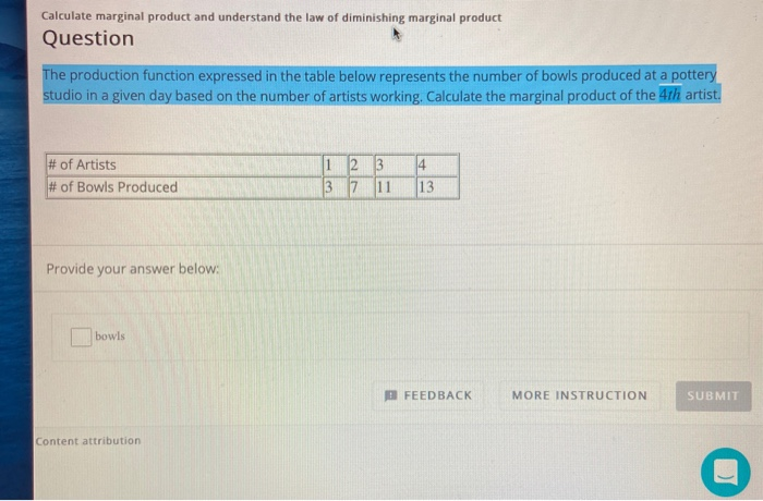 Solved Calculate marginal product and understand the law of | Chegg.com