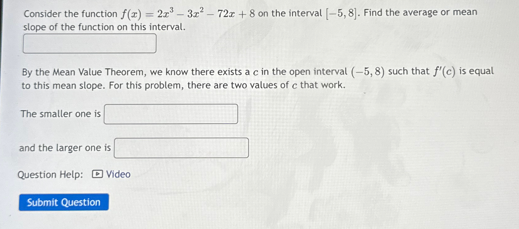 Solved Consider the function f(x)=2x3-3x2-72x+8 ﻿on the | Chegg.com