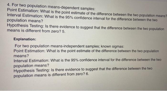 Solved 1. For one population mean-known sigma: Point | Chegg.com