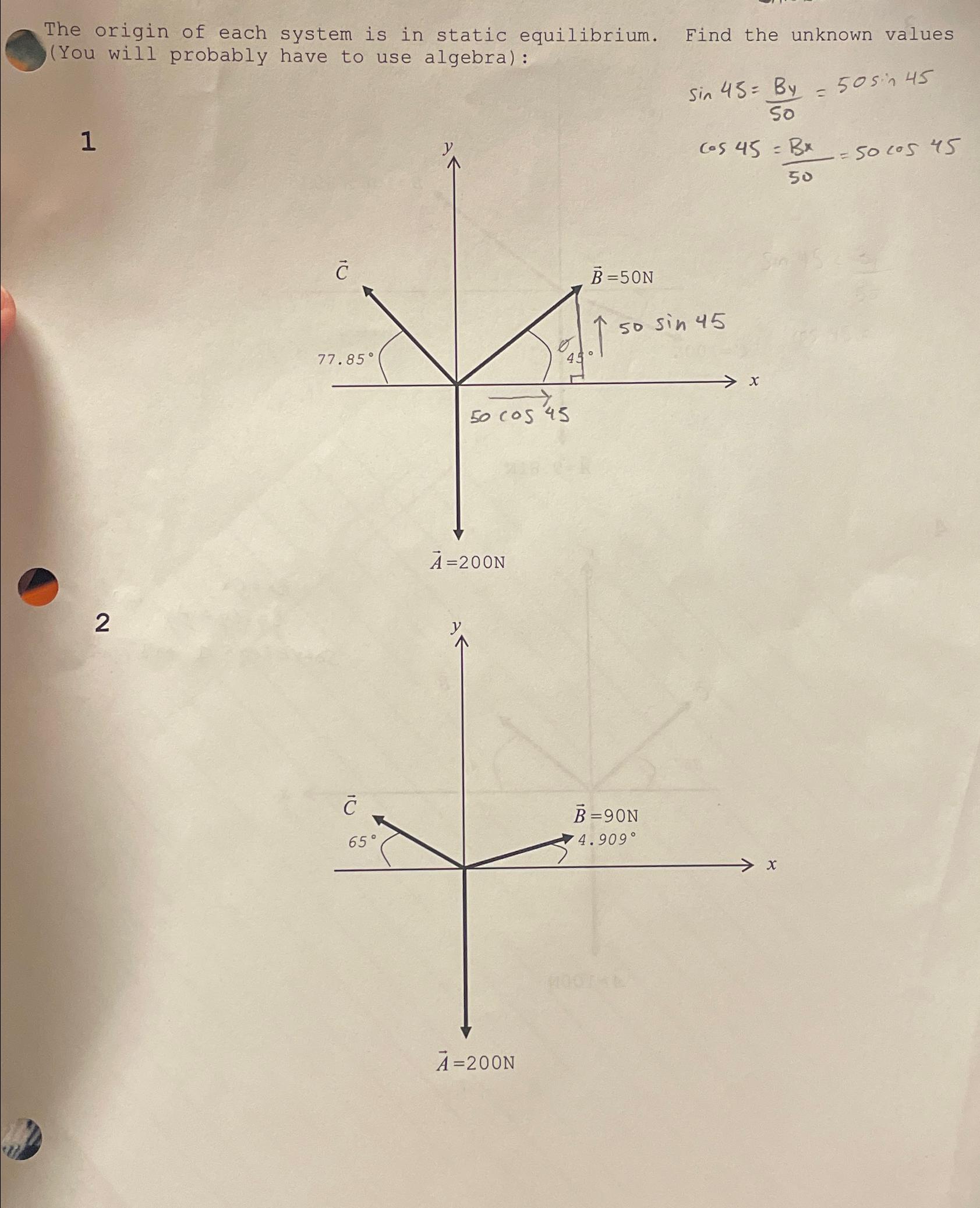 Solved The origin of each system is in static equilibrium. | Chegg.com