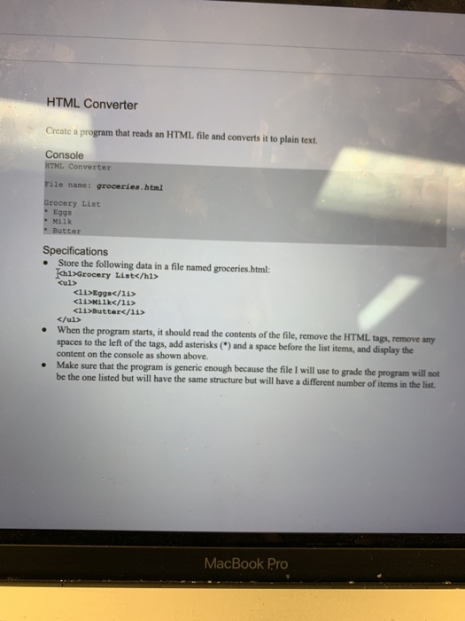 Solved HTML Converter Create a program that reads an HTML | Chegg.com