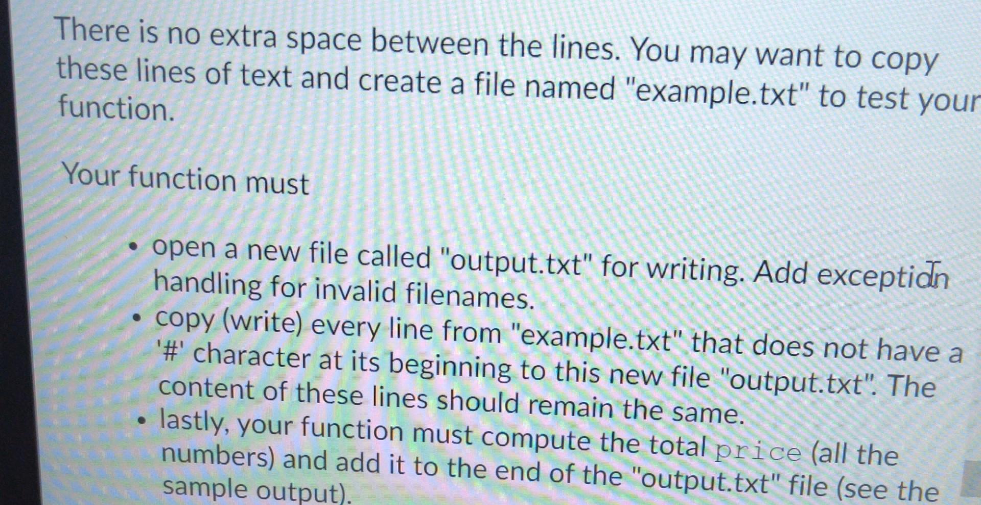 Solved Add a function named readfile() to your program that | Chegg.com