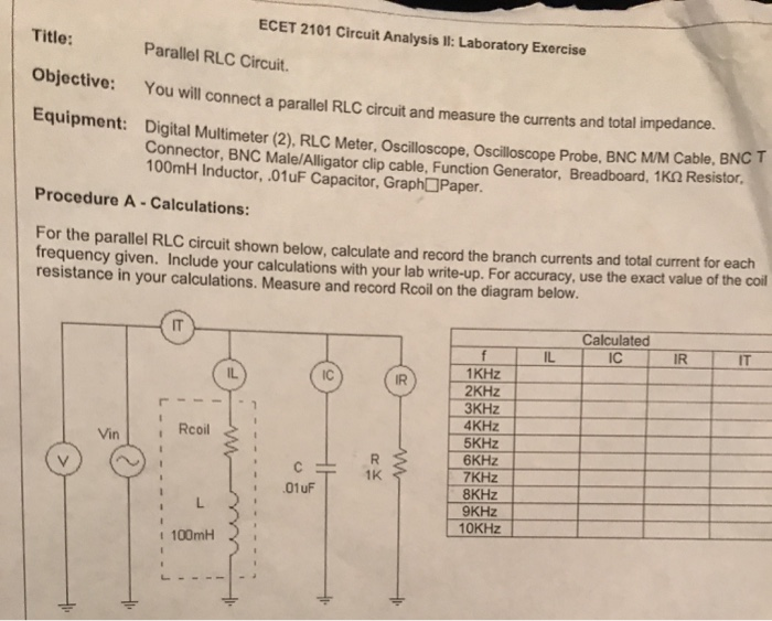 Solved ECET 2101 Circuit Analysis lI: Laboratory Exercise | Chegg.com