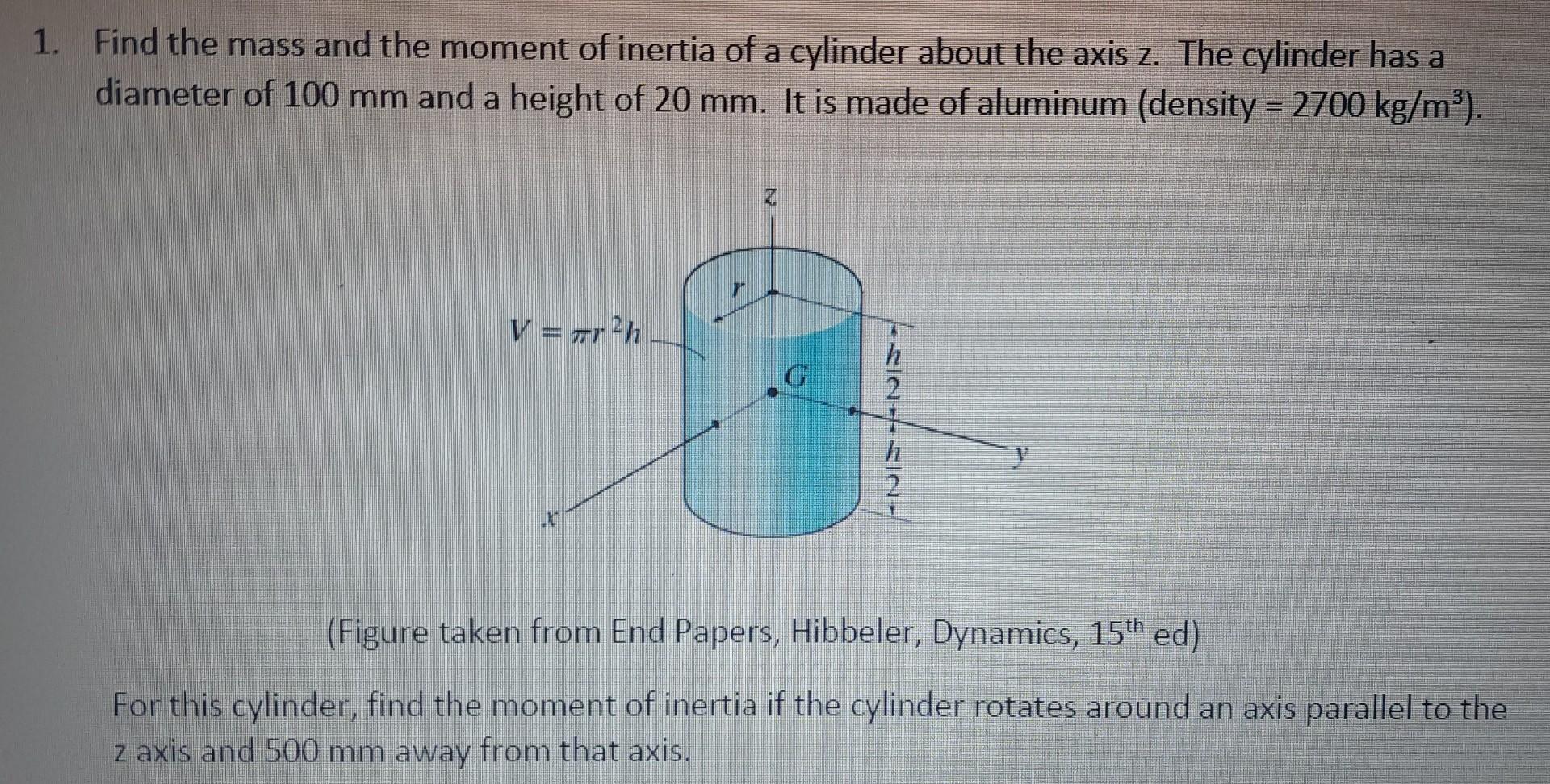 Solved 1. Find the mass and the moment of inertia of a | Chegg.com