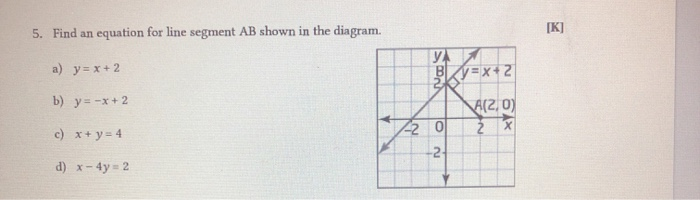 Solved 5. Find an equation for line segment AB shown in the | Chegg.com