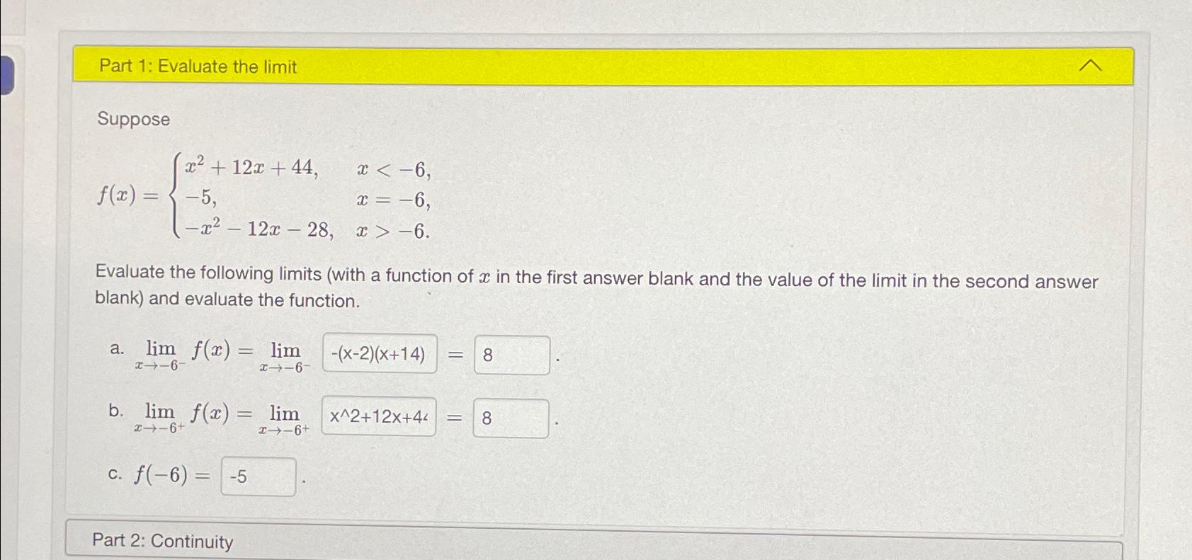 Solved Part 1: Evaluate the | Chegg.com