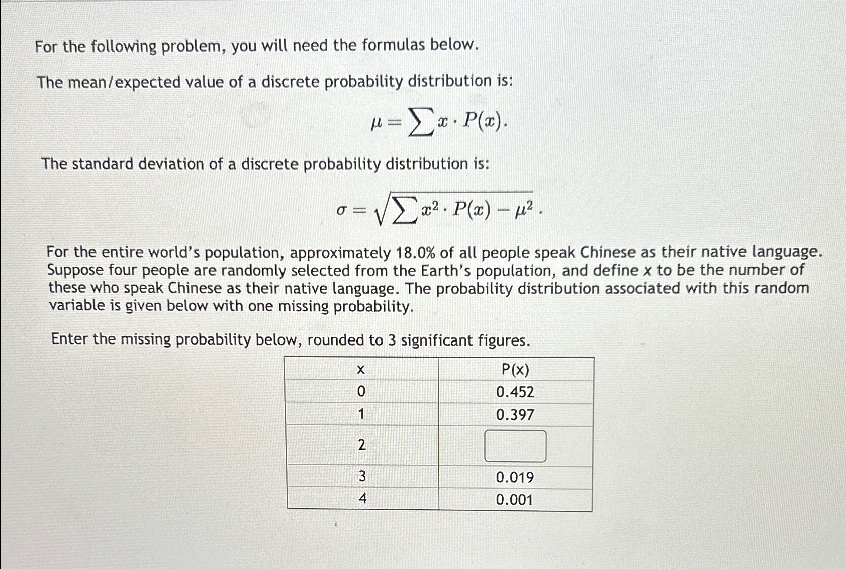 Solved For the following problem, you will need the formulas | Chegg.com