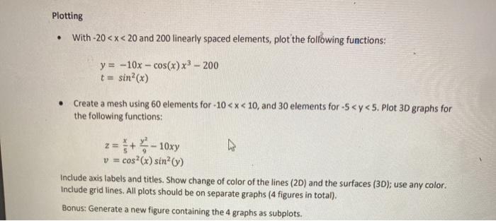 Solved Plotting . With -20