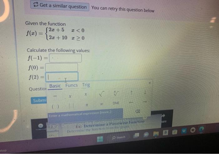 Solved You can retry this question below Given the function | Chegg.com