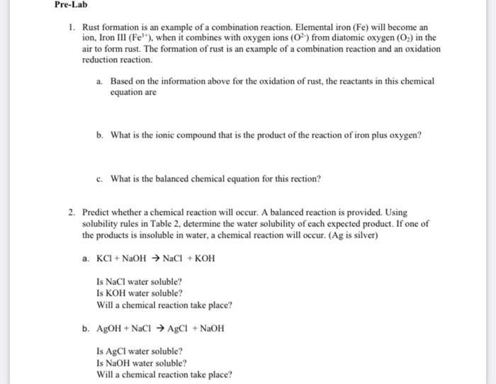 Solved Pre-Lab 1. Rust formation is an example of a | Chegg.com