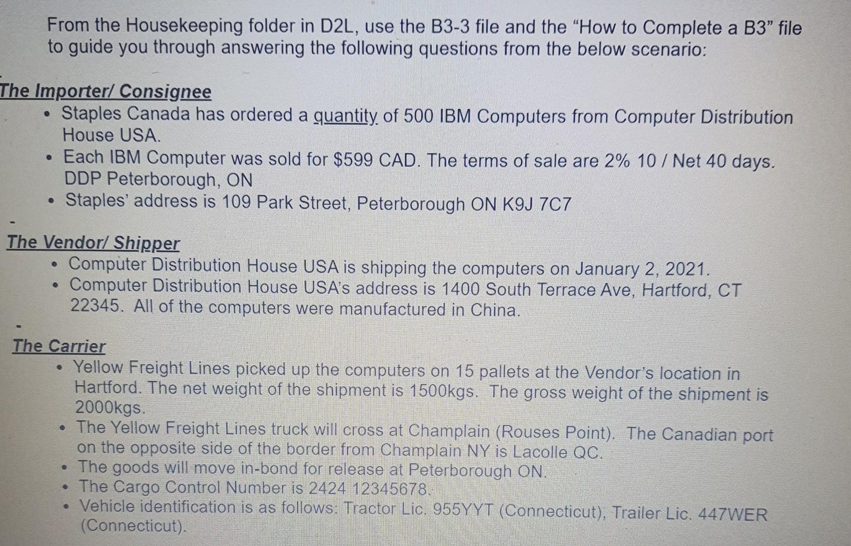 From the Housekeeping folder in D2L, use the B3-3 | Chegg.com