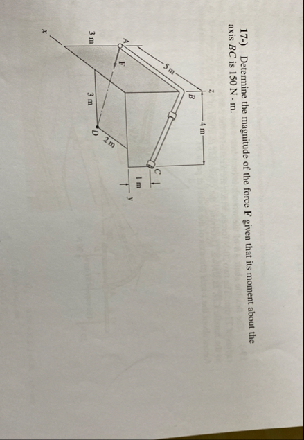[Solved]: 17-) Determine the magnitude of the force F given