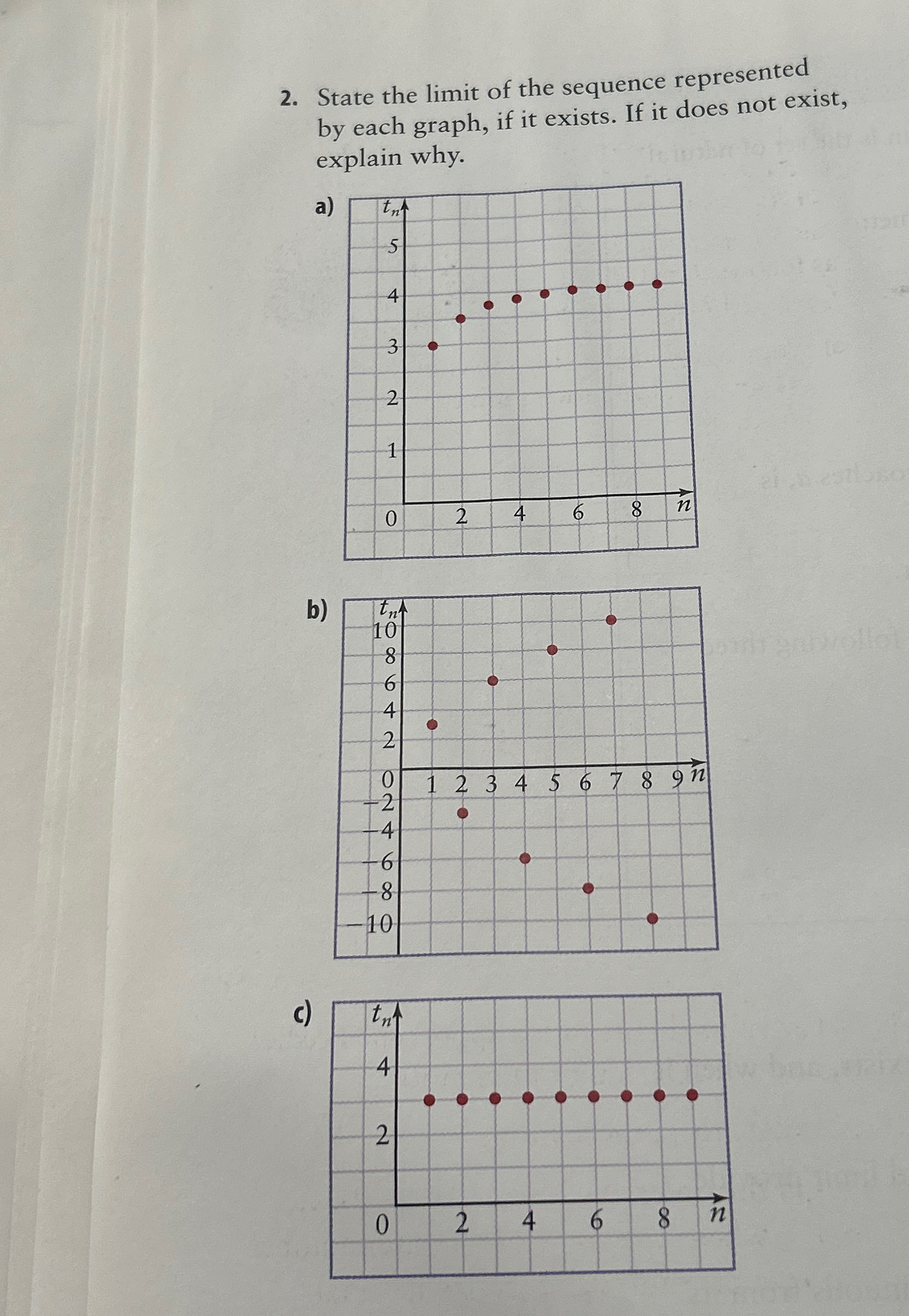 Solved State the limit of the sequence represented by each | Chegg.com