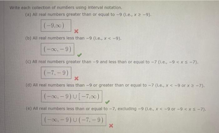 Solved rite each collection of numbers using interval | Chegg.com