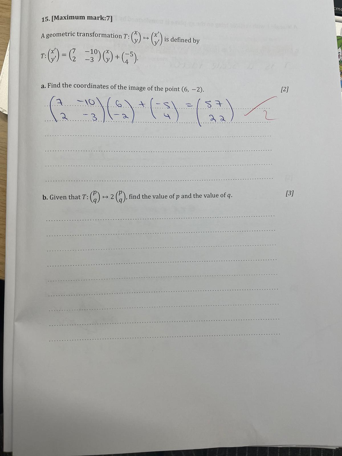 Solved [Maximum mark:7]A geometric transformation | Chegg.com