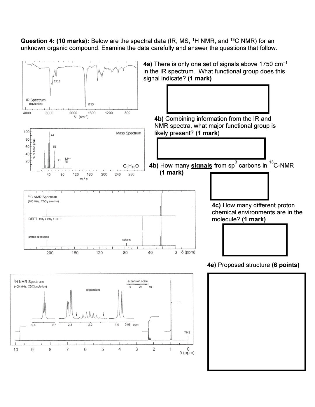 Solved Question 4: (10 marks): Below are the spectral data | Chegg.com Solved Question 4: (10 marks): Below are the spectral data | Chegg.com