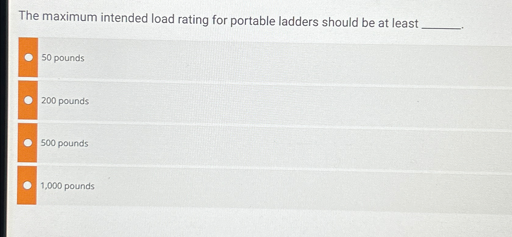 Solved The maximum intended load rating for portable ladders | Chegg.com