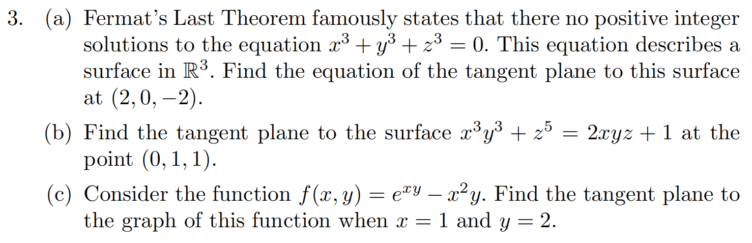Solved (a) ﻿Fermat's Last Theorem famously states that there | Chegg.com